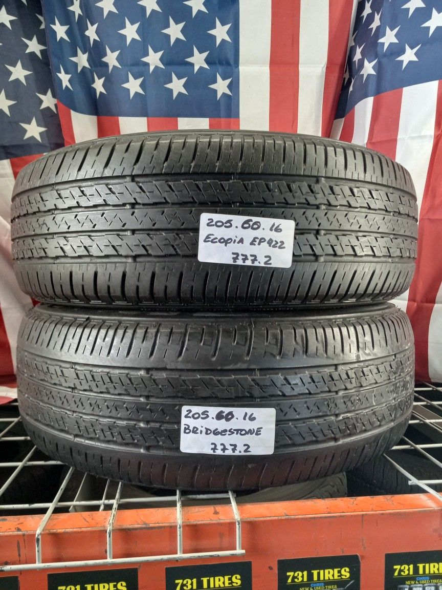 (2) USED TIRES P205/60R16 BRIDGESTONE ECOPIA 205/60R16 ALL SEASON ...