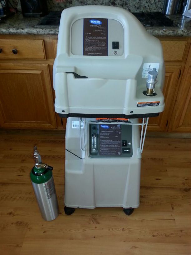 Invacare Platinum XL oxygen concentrator & Homefill II & refillable ...