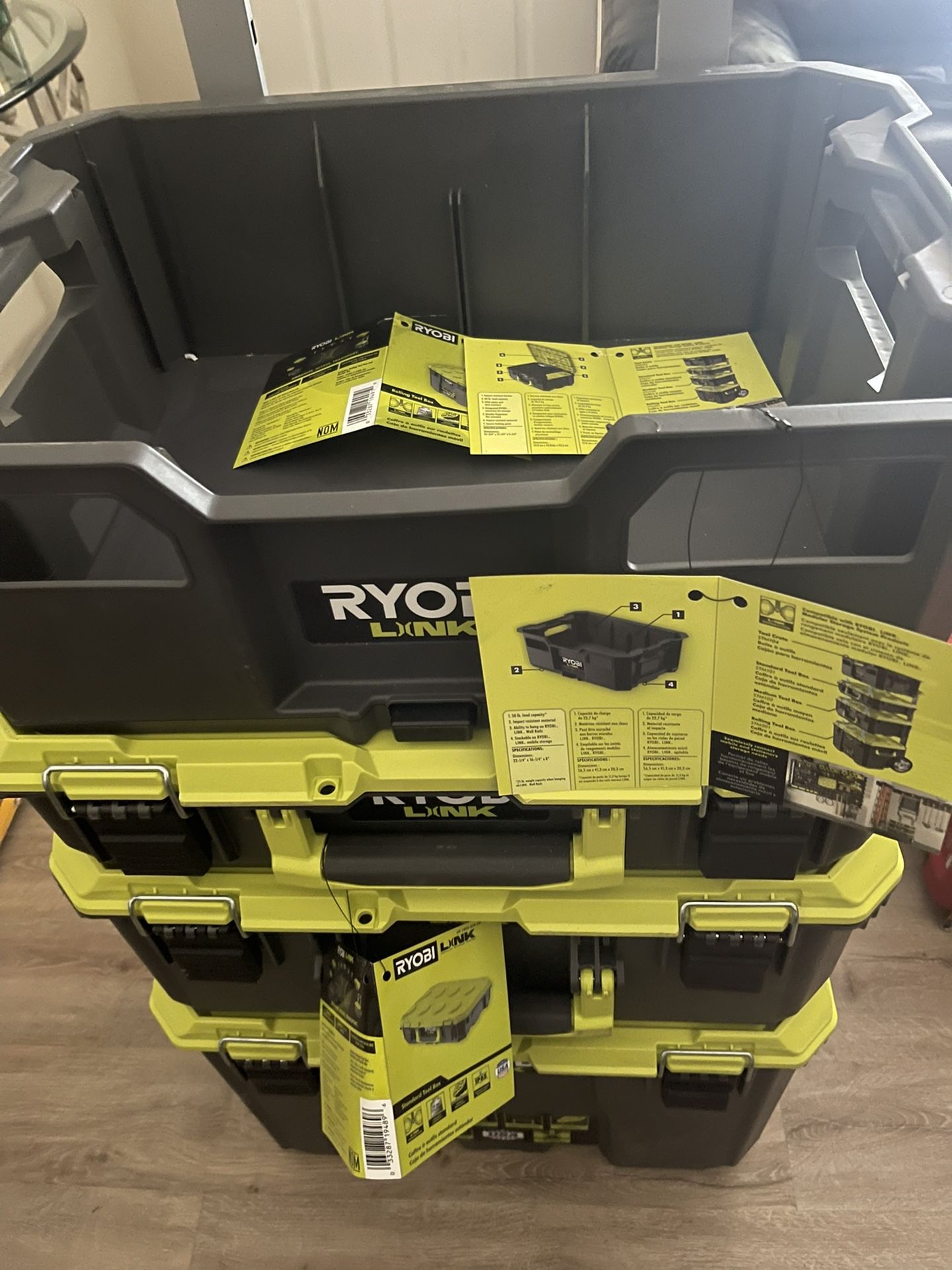 RYOBI LINK Rolling Tool Box With Medium Tool Box Standard Tool Box