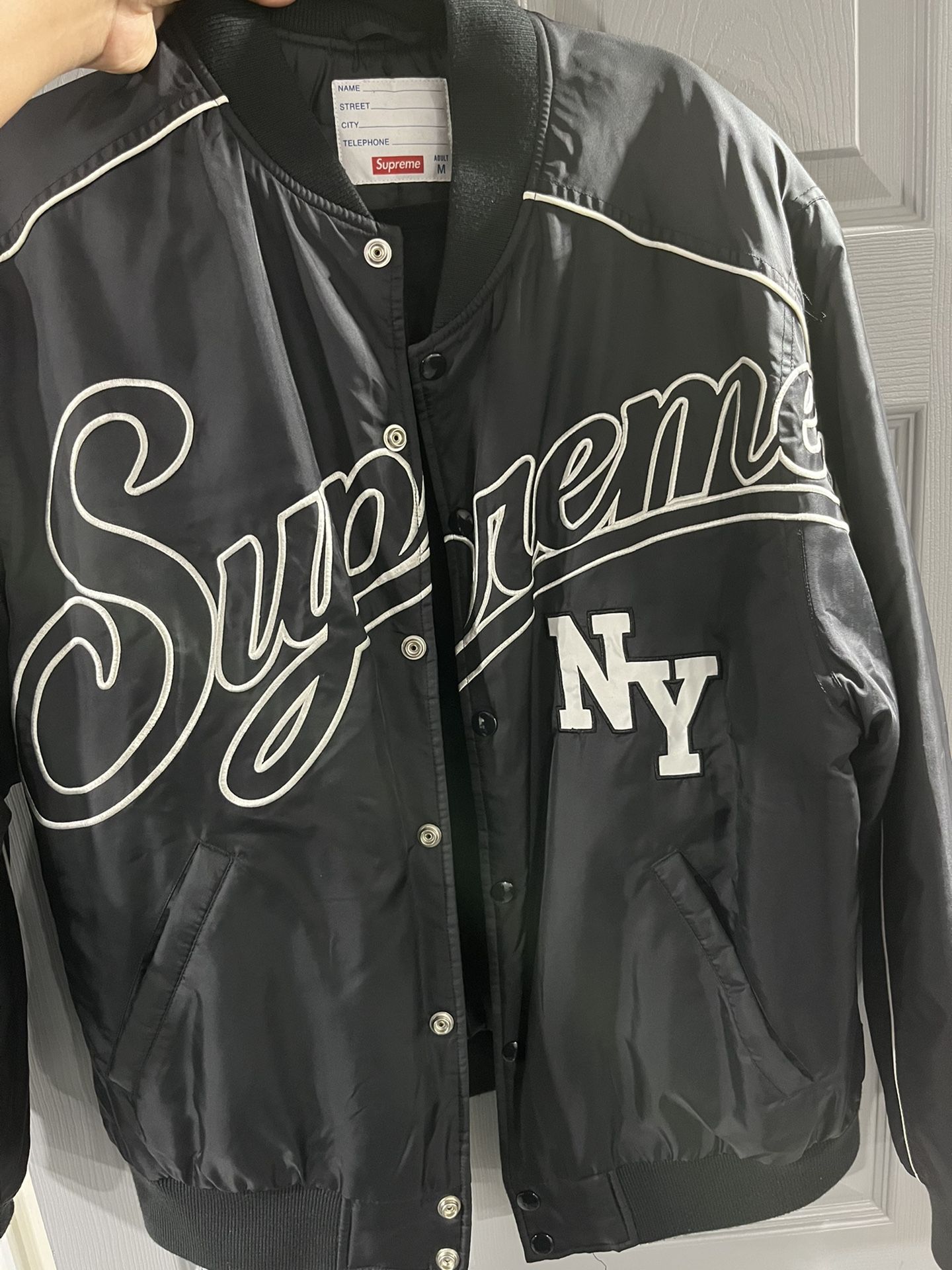 Supreme - Contrast Script Varsity Jacket - www.kaikobo-kk.co.jp