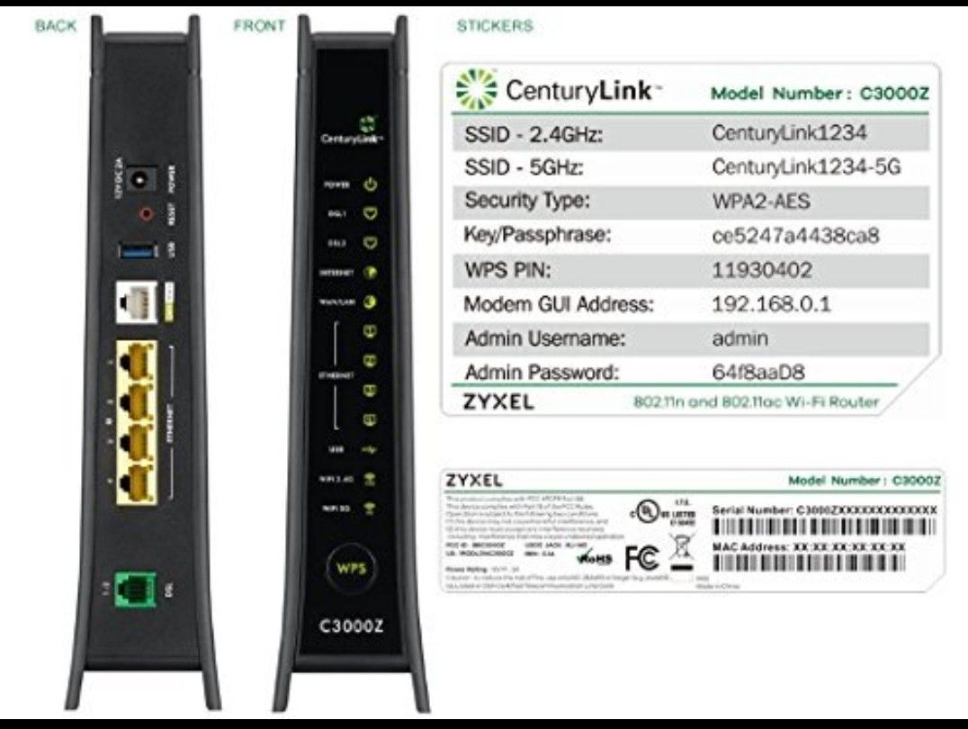 CenturyLink Zyxel C3000Z modem for Sale in Glendale, AZ - OfferUp
