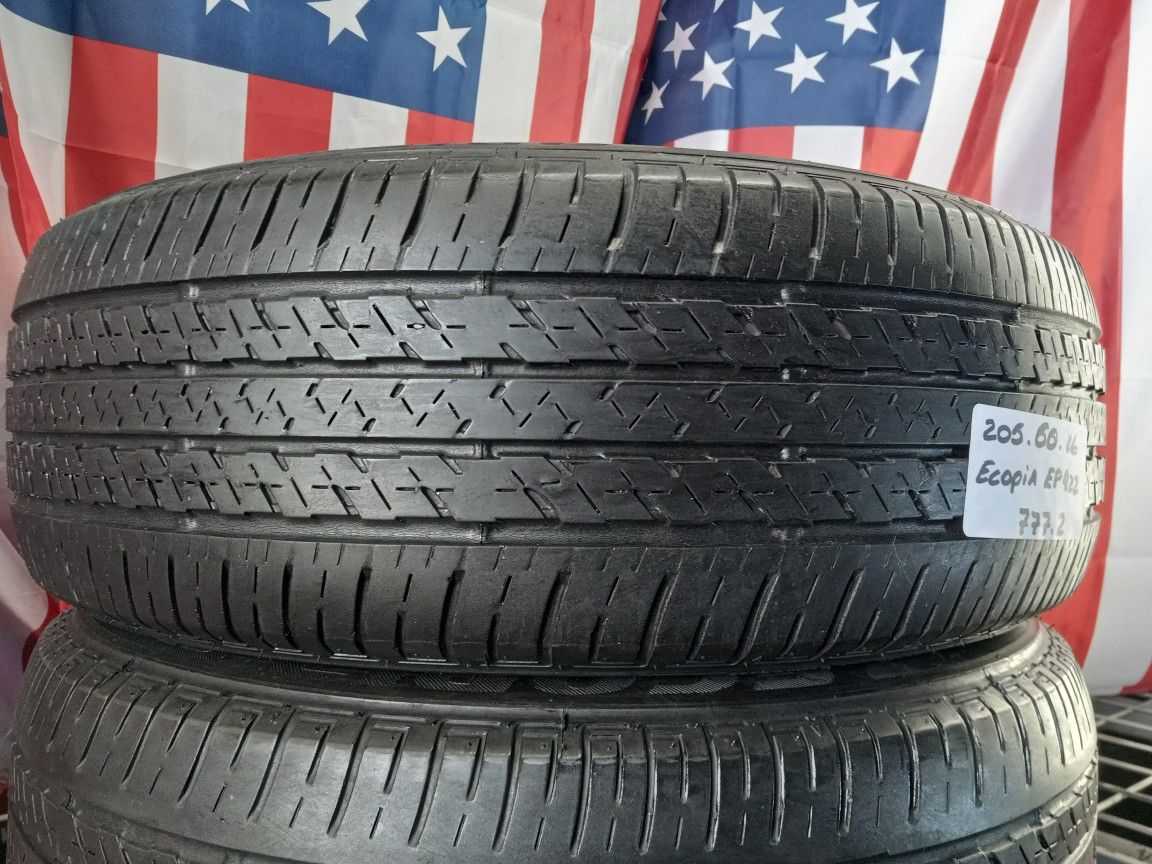 (2) USED TIRES P205/60R16 BRIDGESTONE ECOPIA 205/60R16 ALL SEASON ...